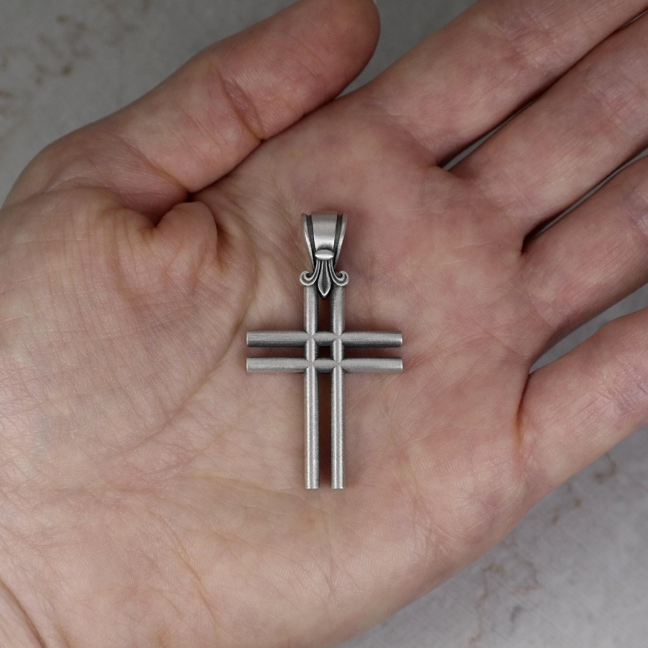 Hashtag Cross Pendant With Fleur De Lis Bail, Orthodox Medallion ...