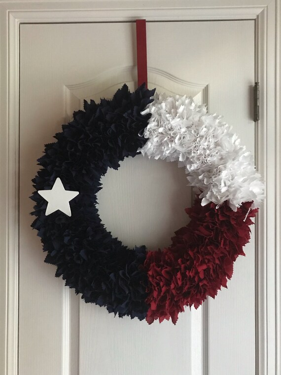 Texas Flag Wreath 22in Red White and Blue USA Texas | Etsy