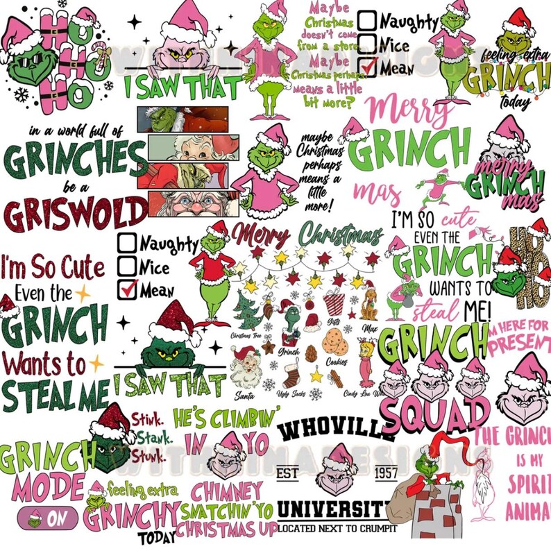 Christmas Cartoon Mega Bundle, Grinch SVG PNG Files, Cricut ...