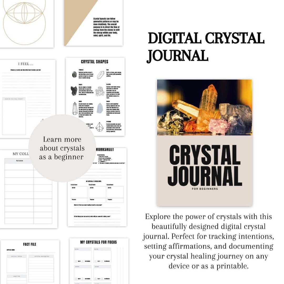 Digital Crystal Journal for Beginners, Printable Crystal Tracker & Manifestation Planner, Chakra ...