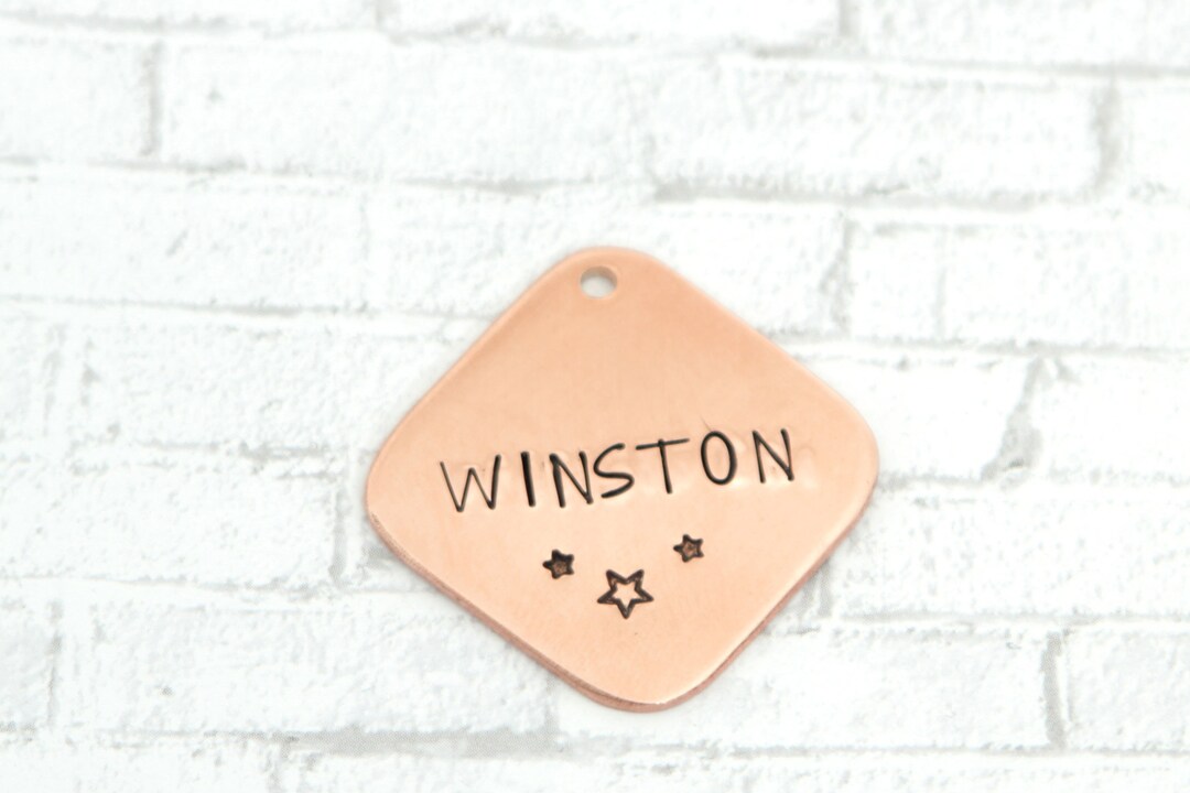 Pet Name Tag Copper Dog ID Tag for Collar Pet ID With Stars - Etsy