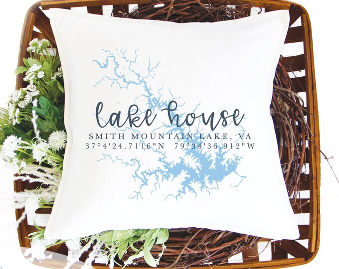 LAKE HOUSE PILLOW • Personalized Pillow With Lake, Location and ...