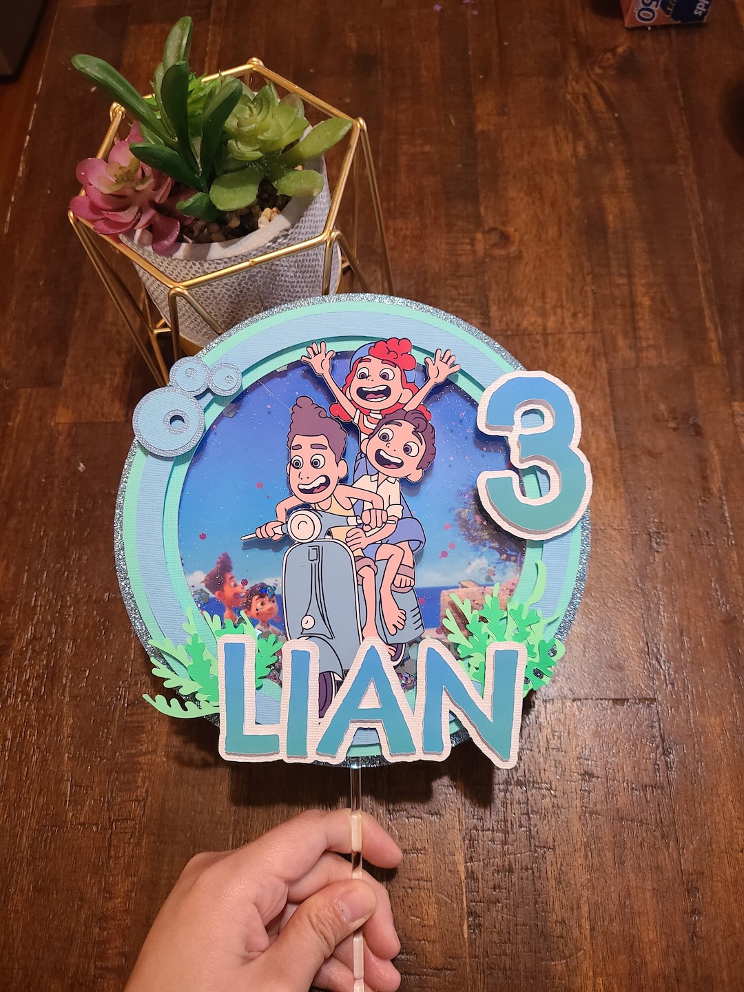 Luca Theme Shaker Cake Topper With Name and Age - Etsy