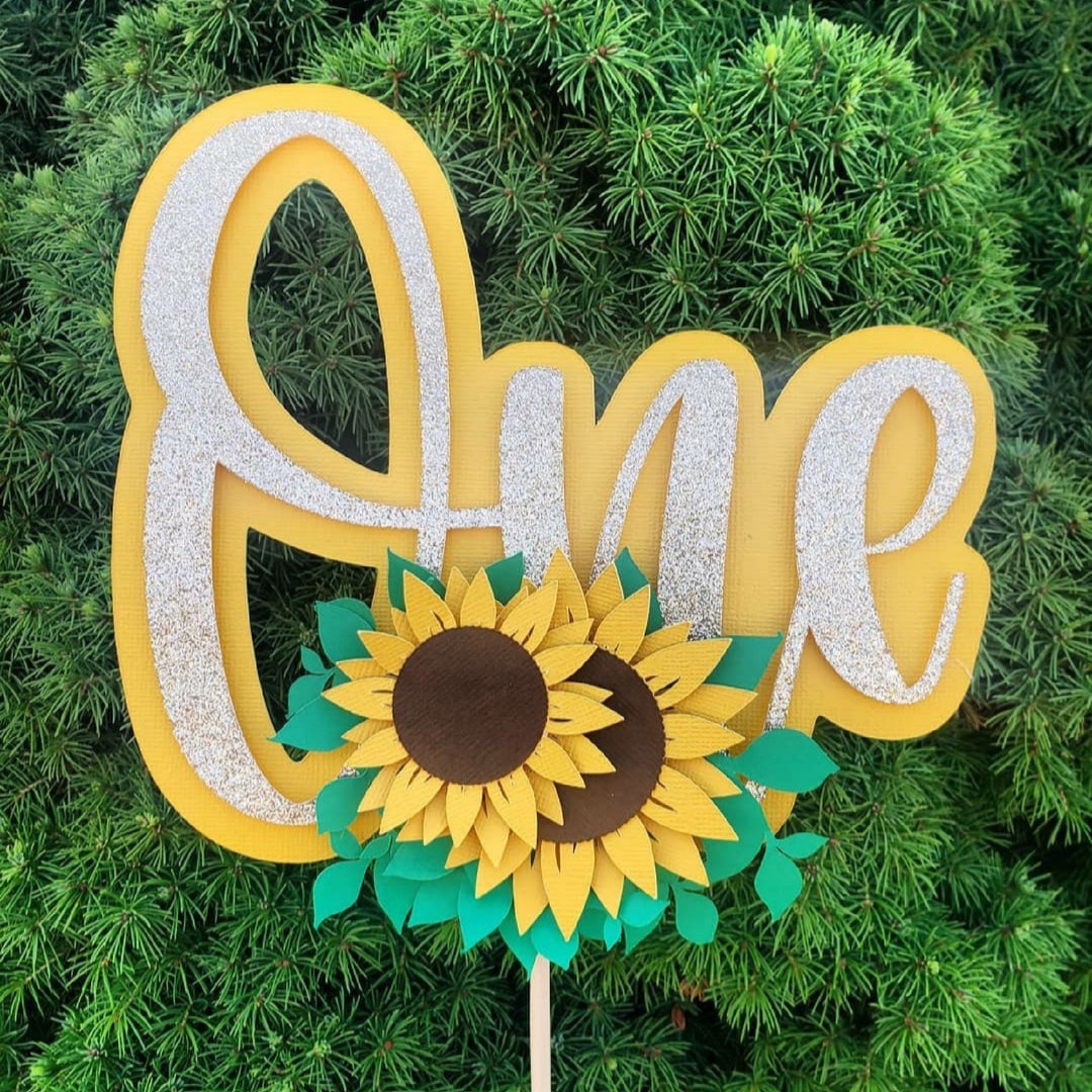 Personalized One Sunflower Theme Cake Topper for Birthday - Etsy