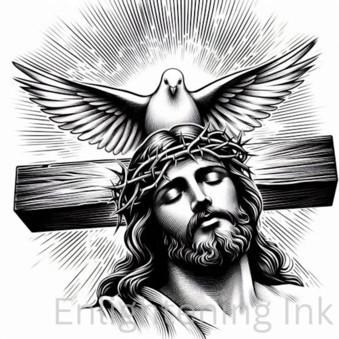 Jesus on the Cross and Holy Spirit Dove Tattoo Design Download High ...