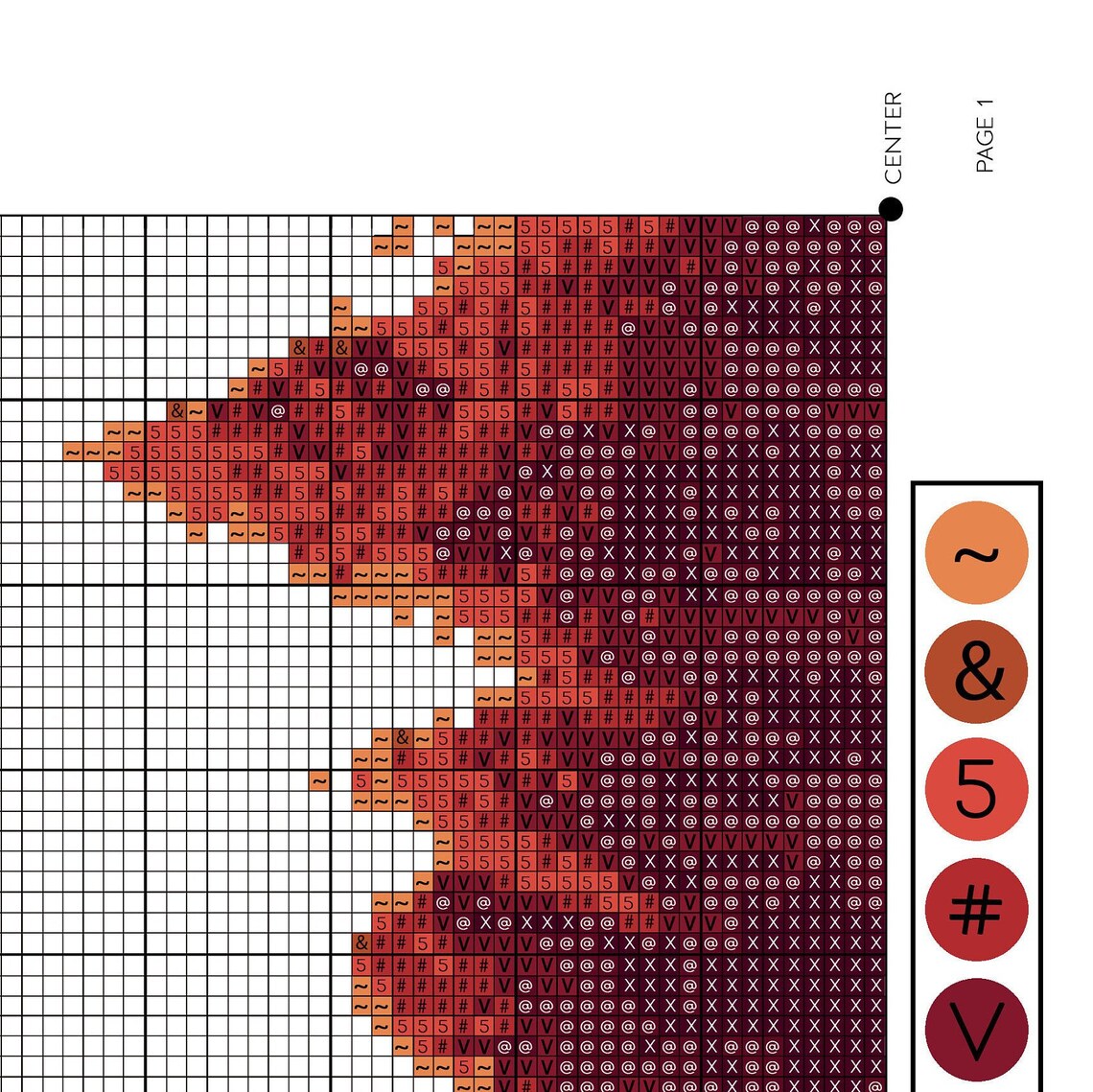 Red Forest Cross Stitch Pattern PDF Modern Nature Cross | Etsy
