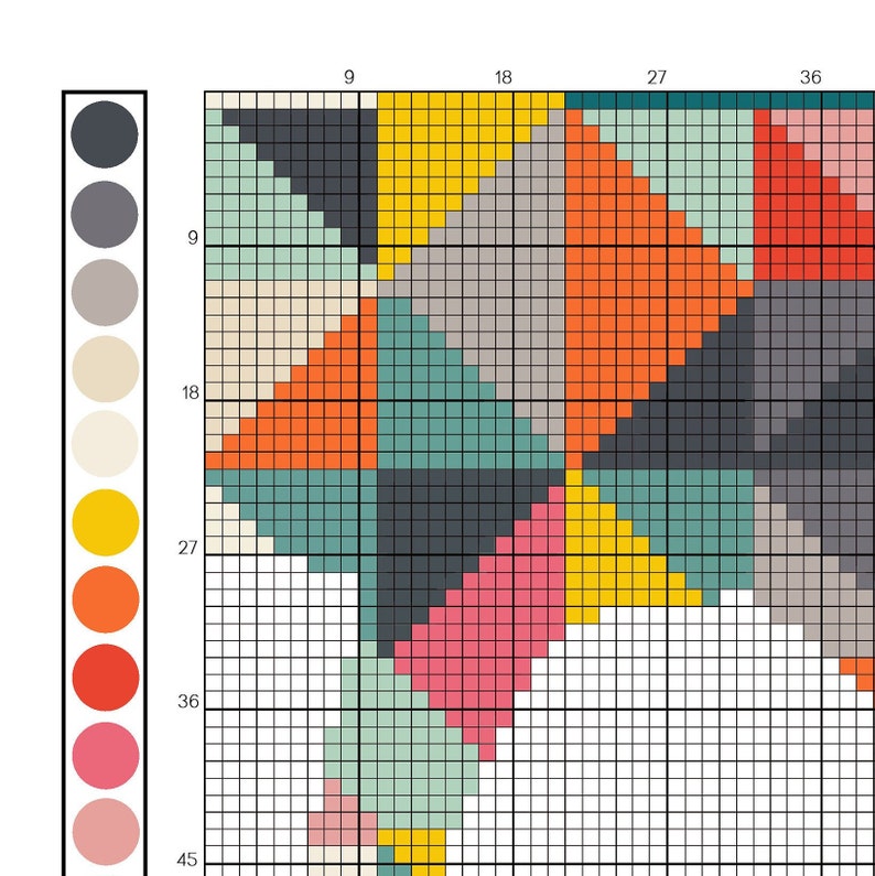 Geometric Cat Cross Stitch Pattern Modern Cat Silhouette - Etsy