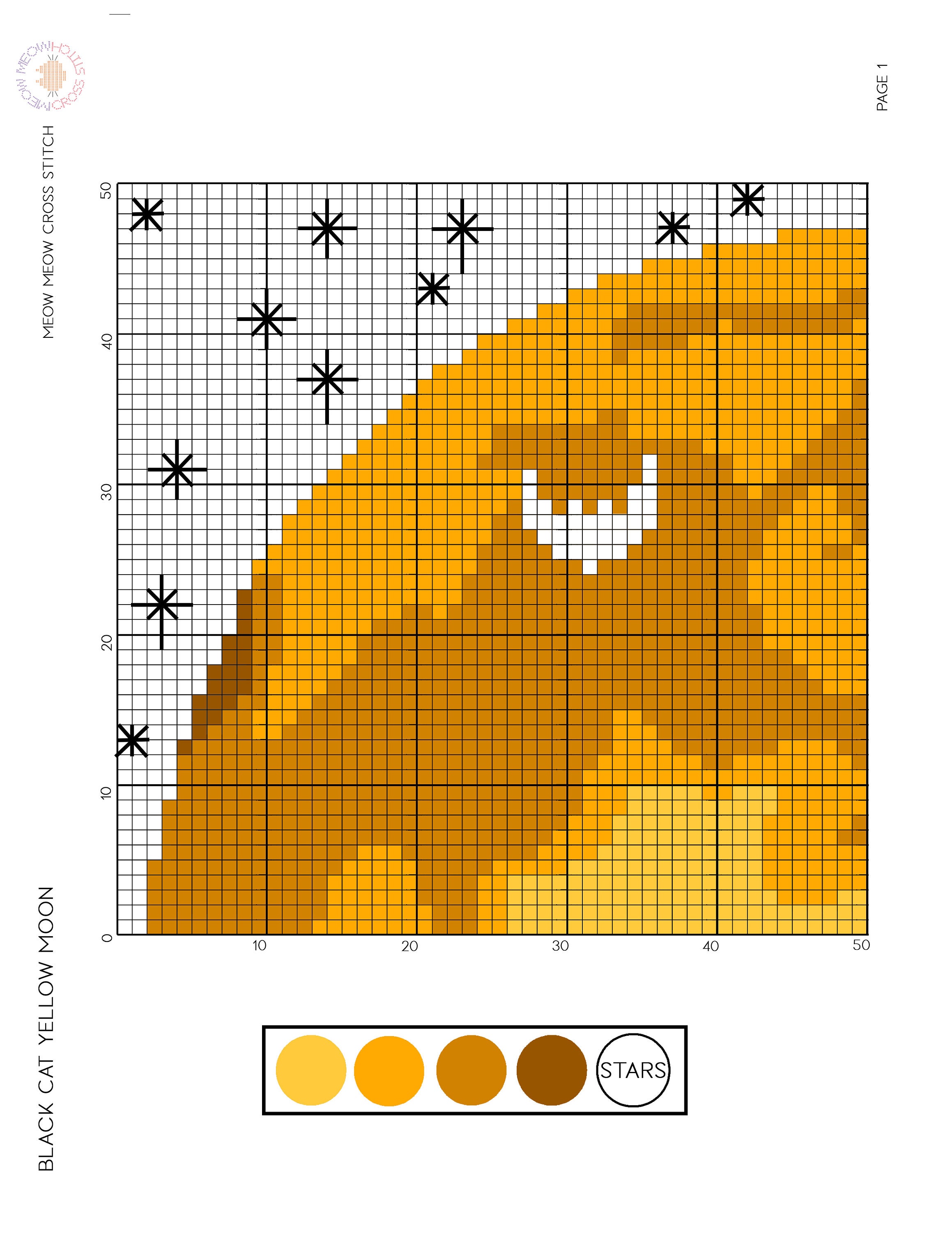 Black Cat Yellow Moon Cross Stitch Pattern - Etsy