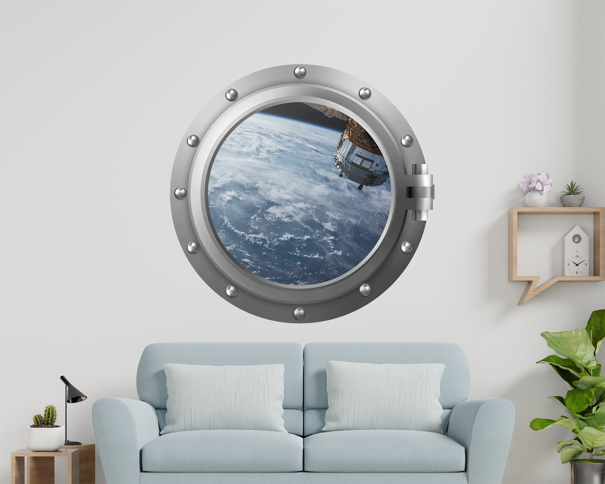Wall Décor colored 3d portal Porthole wall decal landscape mountain ...