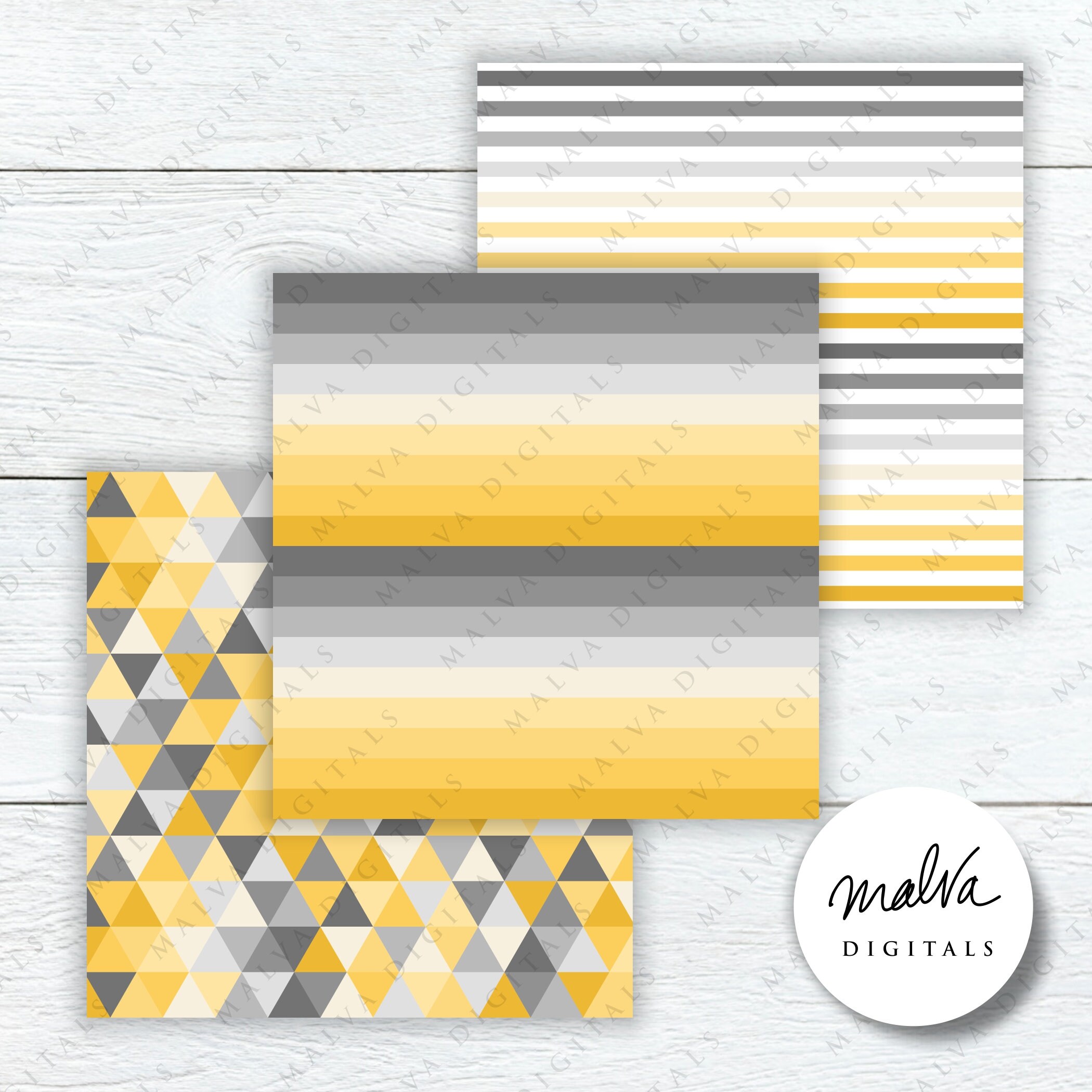 Yellow and Gray Digital Paper Pack, Yellow Shades, Gray Shades ...