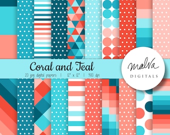 Teal and Coral | Etsy