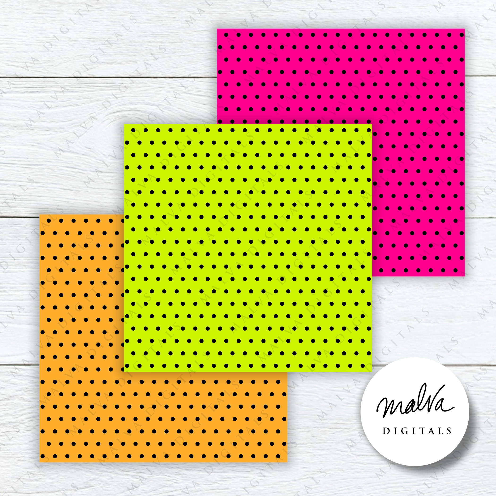Neon Colors Digital Paper Pack Bright Colors With Black | Etsy
