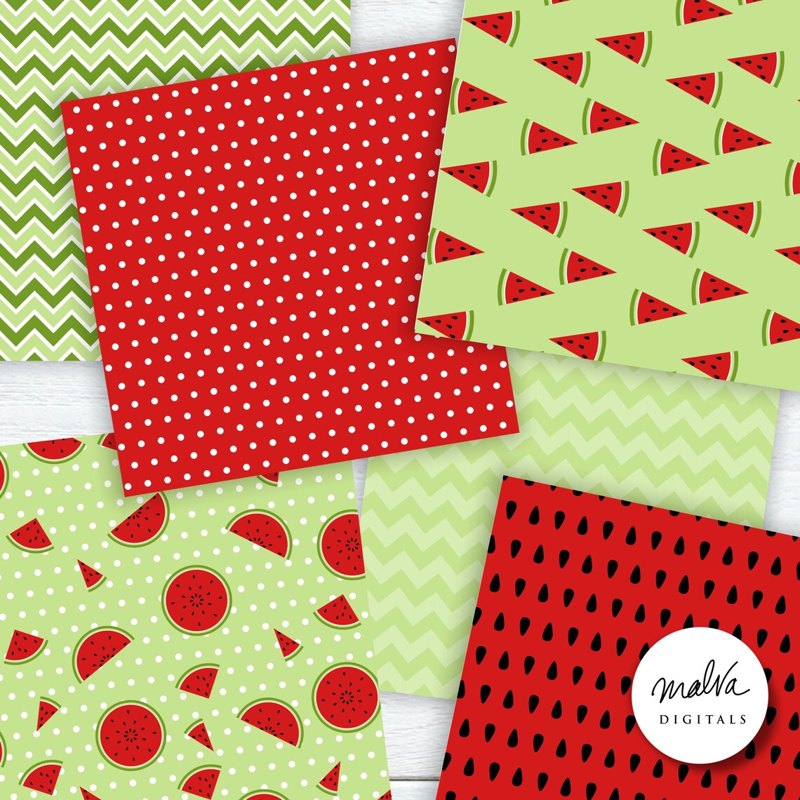 Watermelon Digital Paper Printable Paper Scrapbook - Etsy