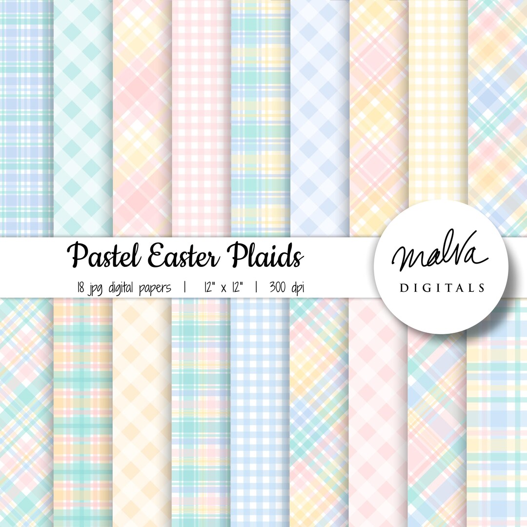 Pastel Easter Plaids Digital Paper Pack, Spring Plaids Digital ...
