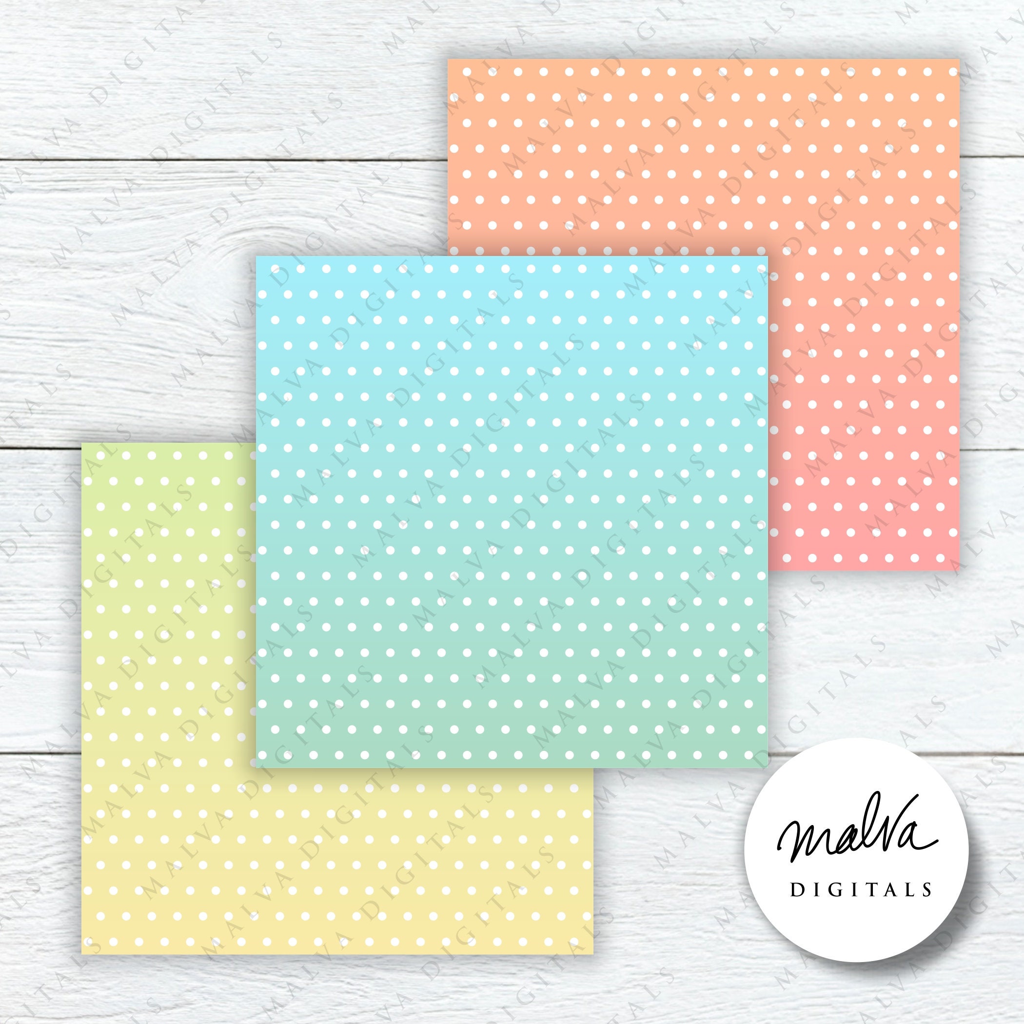 Rainbow Pastel Colors Digital Paper Pack Ombre Scrapbook - Etsy