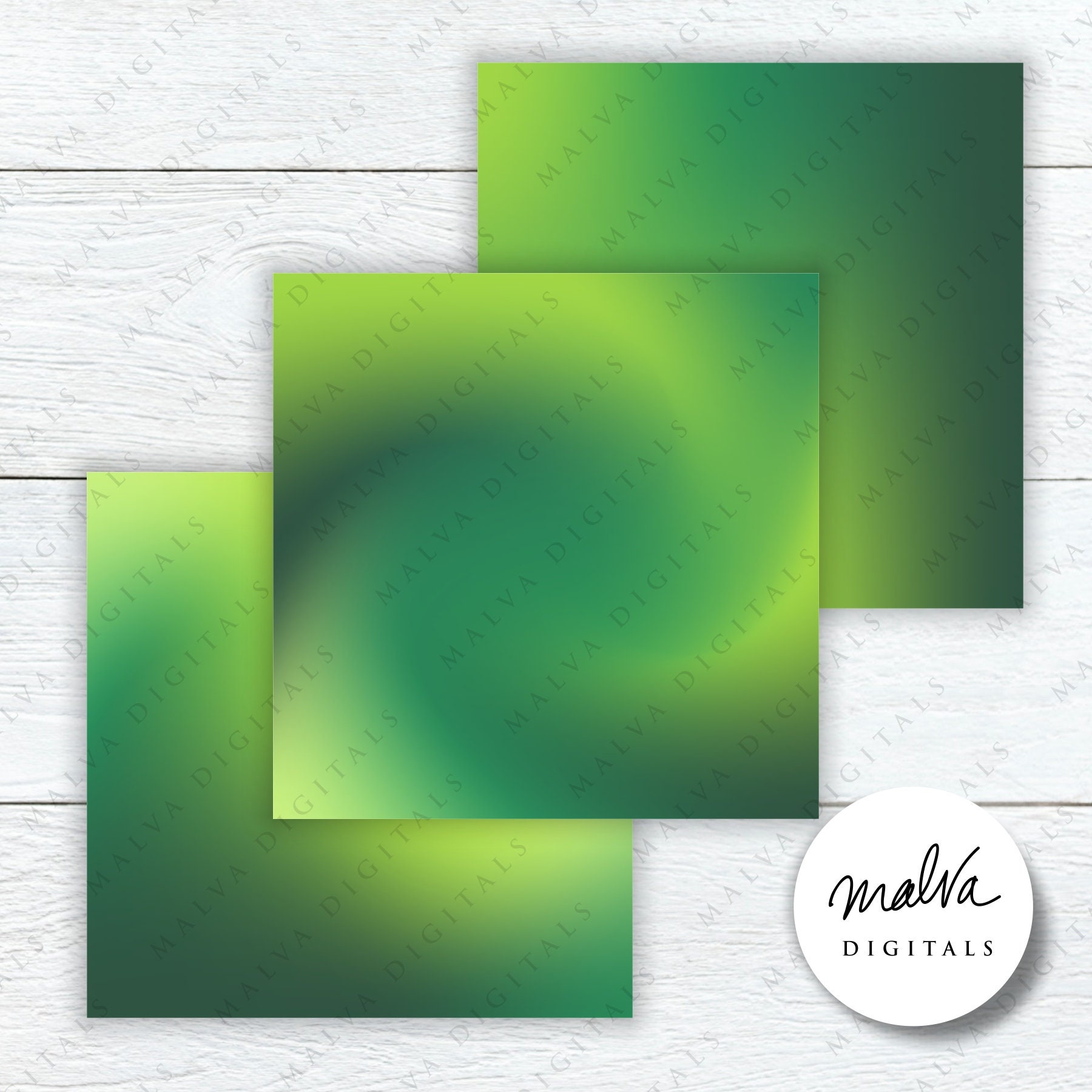 Green Gradient Digital Paper Pack, Digital Background, Scrapbook Paper ...