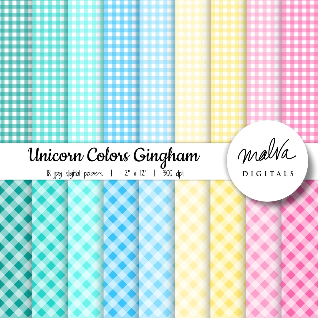 Colorful Gingham Digital Paper Pack, Easter Gingham Digital Background ...