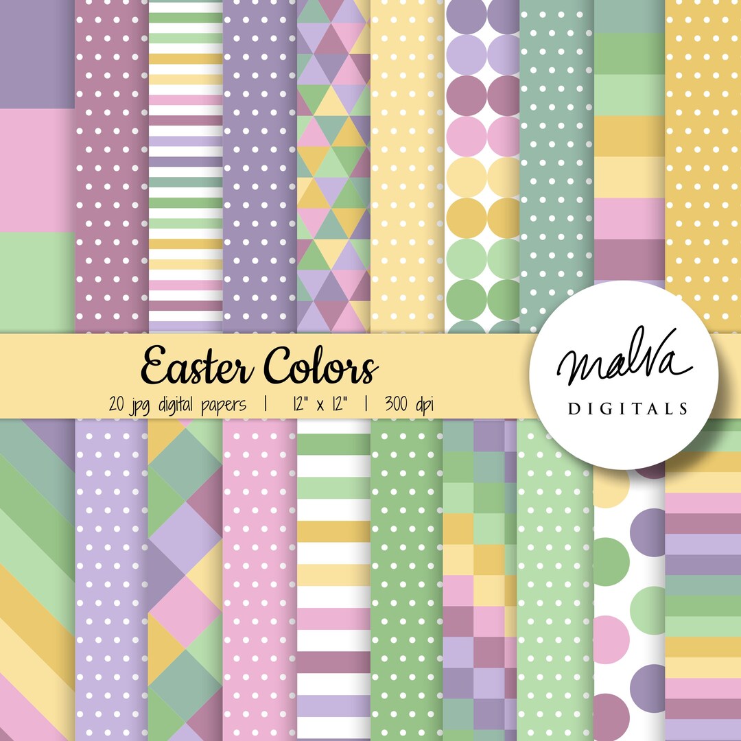 Easter Colors Digital Paper Pack, Spring Digital Scrapbook Paper ...