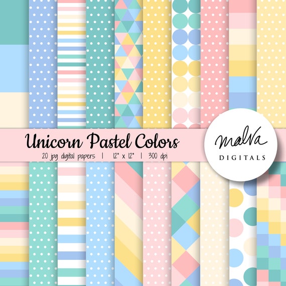Unicorn Pastel Colors digital paper pack soft colors | Etsy