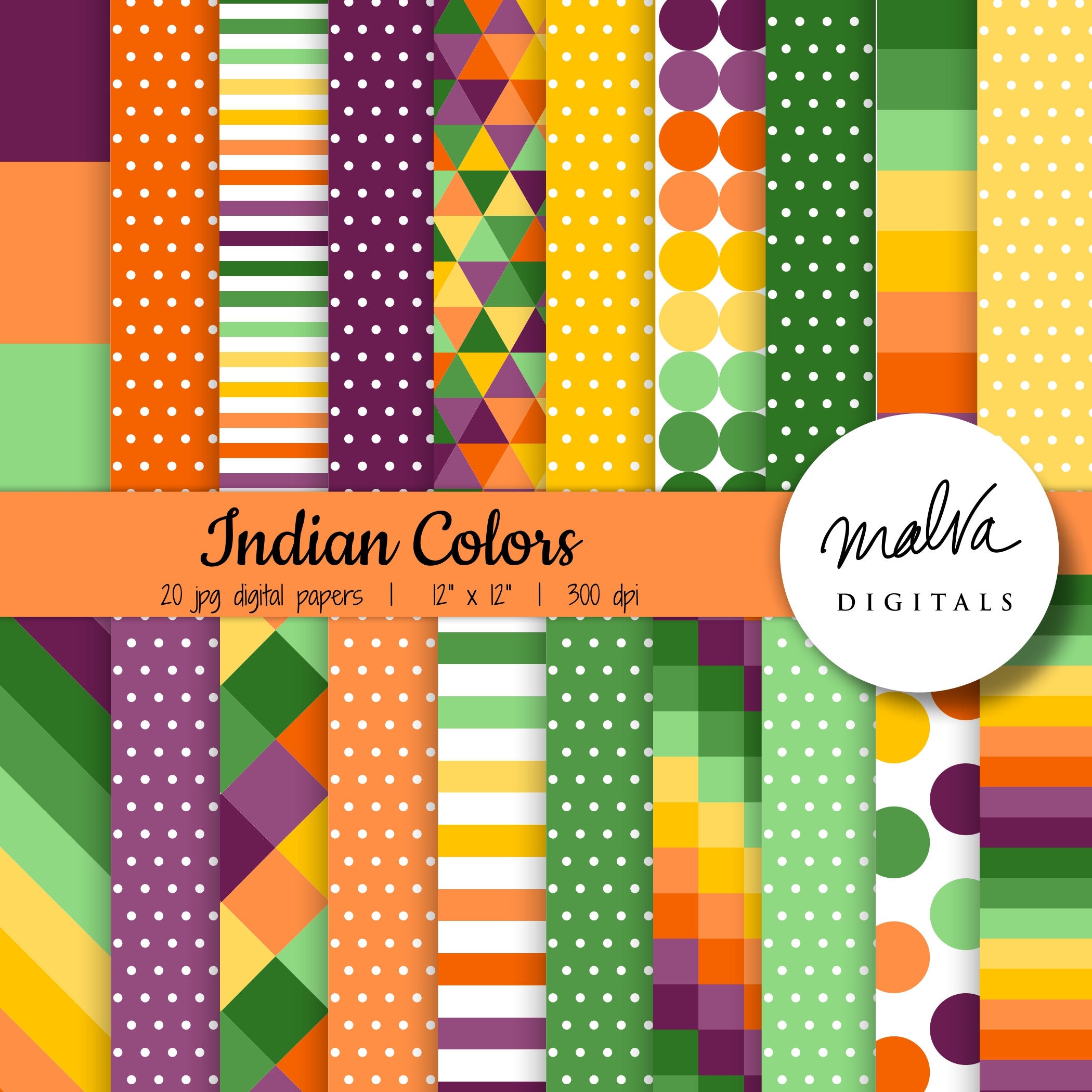 Indian Colors Digital Paper Pack, Traditional Indian Color Palette ...