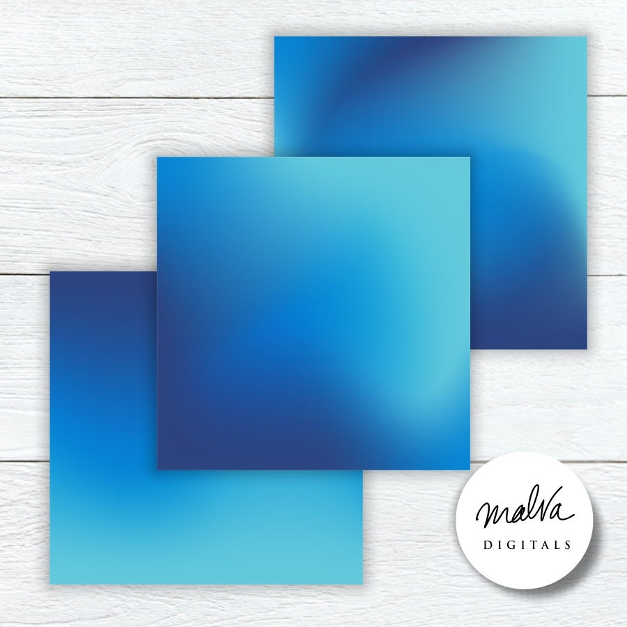 Blue Gradient Digital Paper Pack, Digital Background, Scrapbook Paper ...