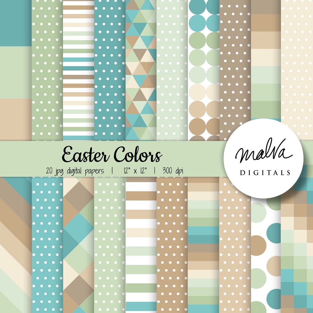 Easter Colors Digital Paper Pack, Spring Digital Scrapbook Paper ...