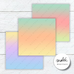 Pastel Ombre Digital Paper Pack, Digital Background, Pastel Rainbow ...