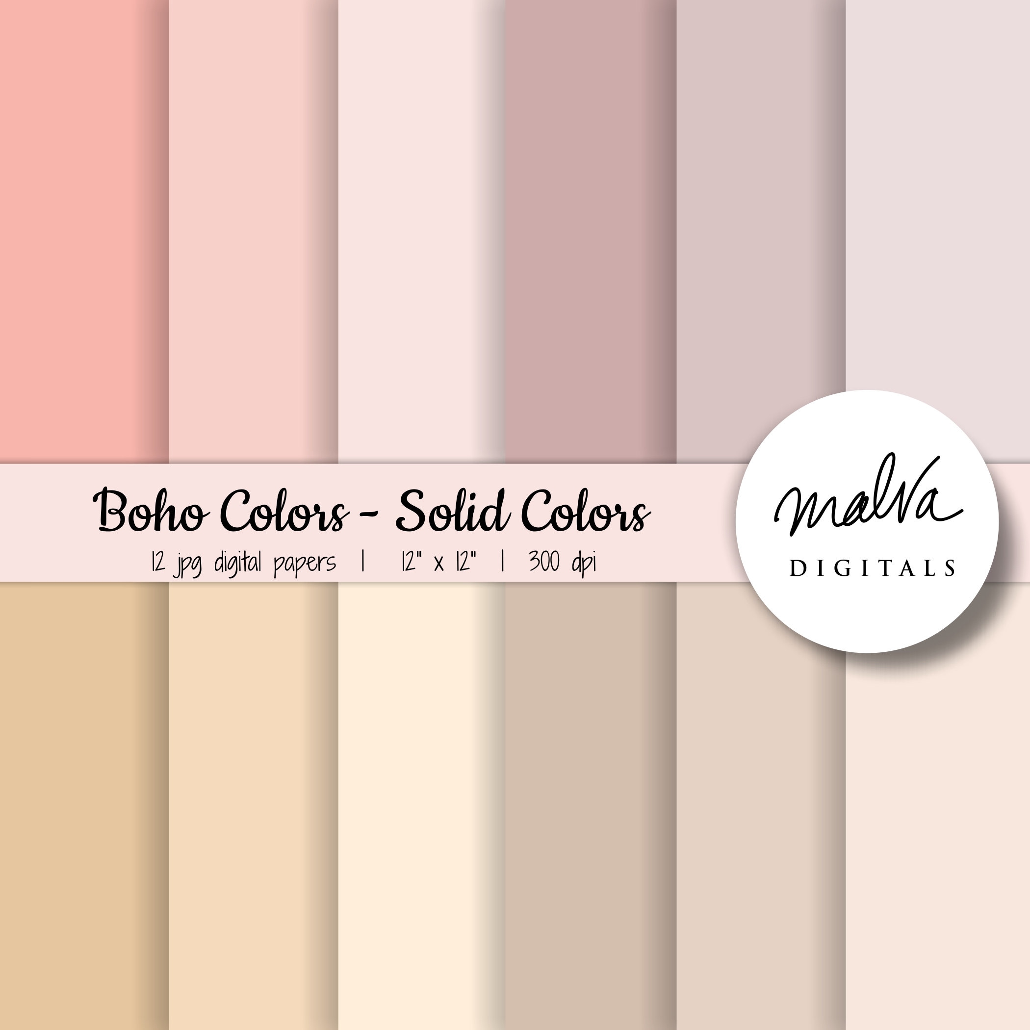 Pastel Boho Solid Colors Digital Paper Pack Sweet Boho - Etsy
