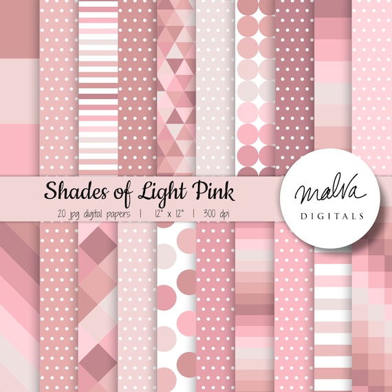 LIGHT PINK digital paper pack dusty rose scrapbook paper | Etsy