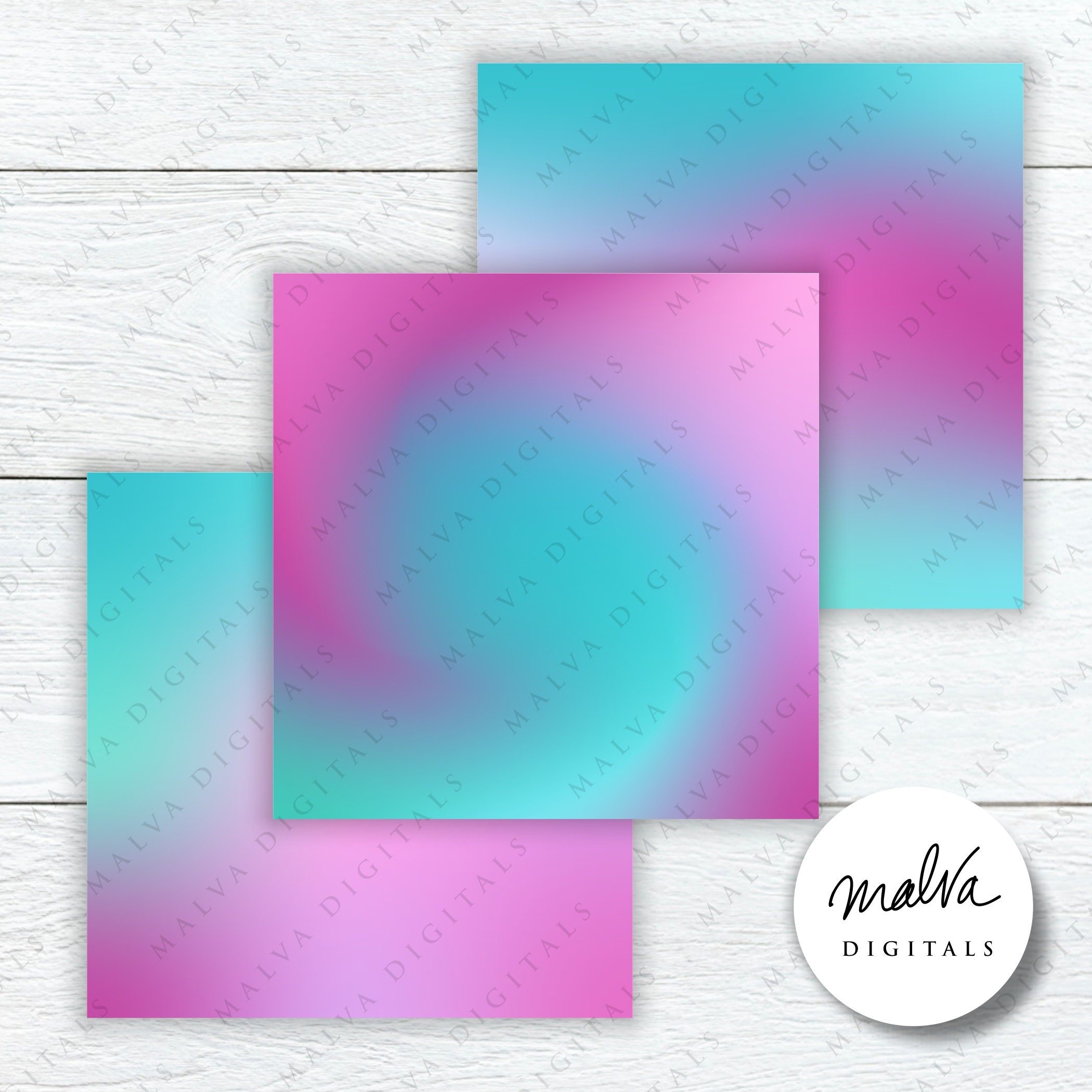 Mermaid Pastel Ombre Digital Paper Pack, Mermaid Digital Background ...