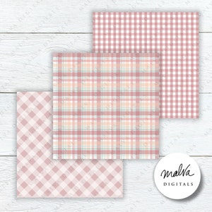 Spring Plaids Digital Paper Pack, Retro Plaids Digital Background ...