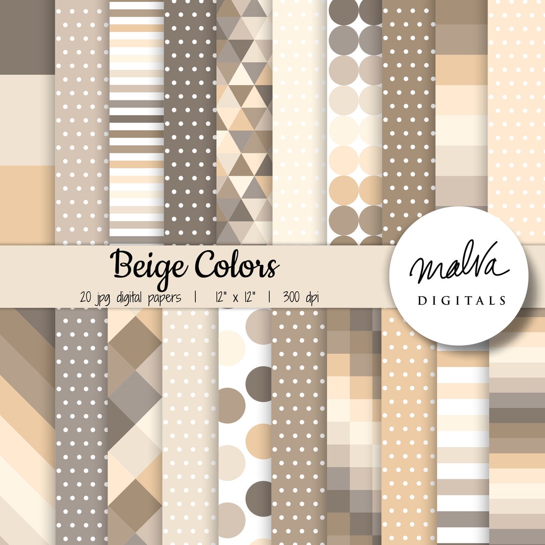 Beige Colors Digital Paper Pack, Earthy Tones, Neutral, Printable Paper ...