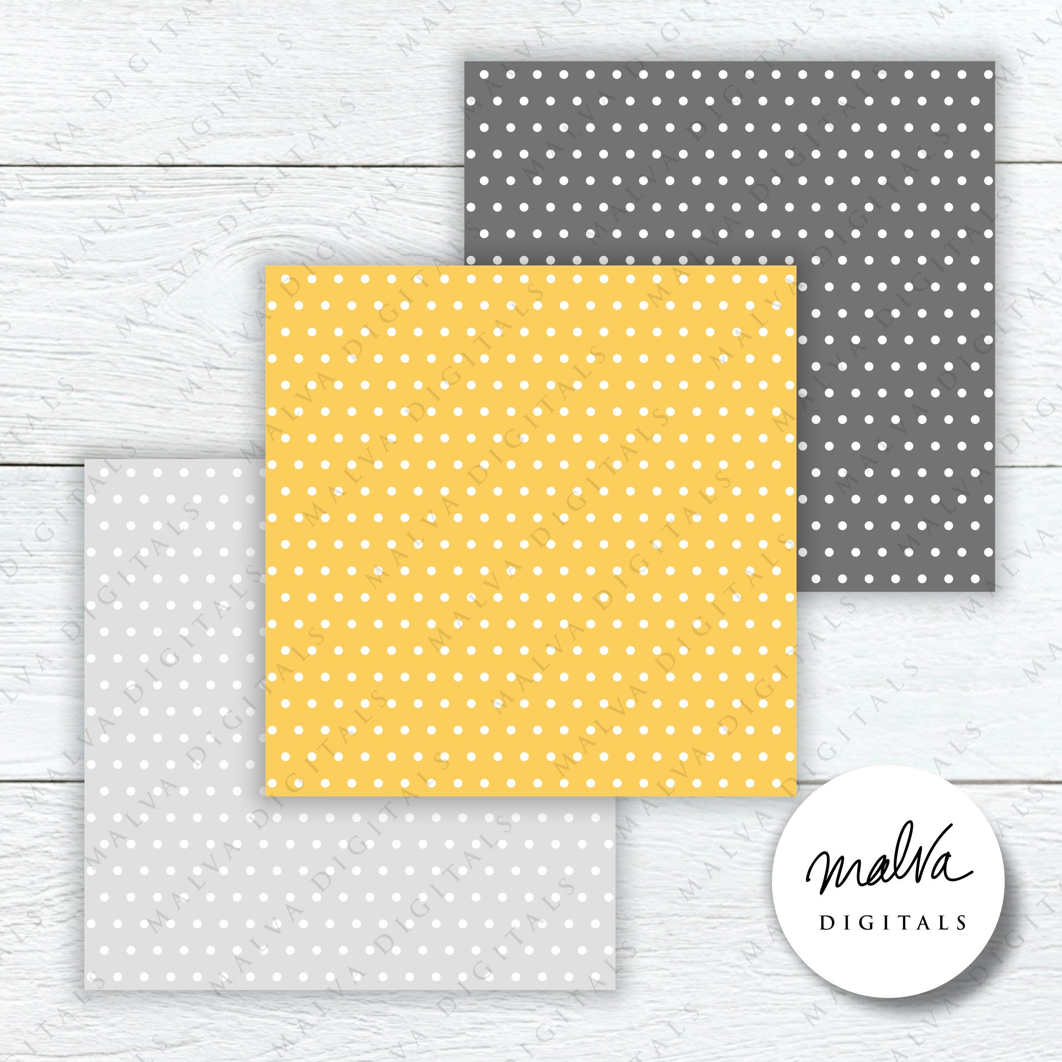 Yellow and Gray Digital Paper Pack, Yellow Shades, Gray Shades ...