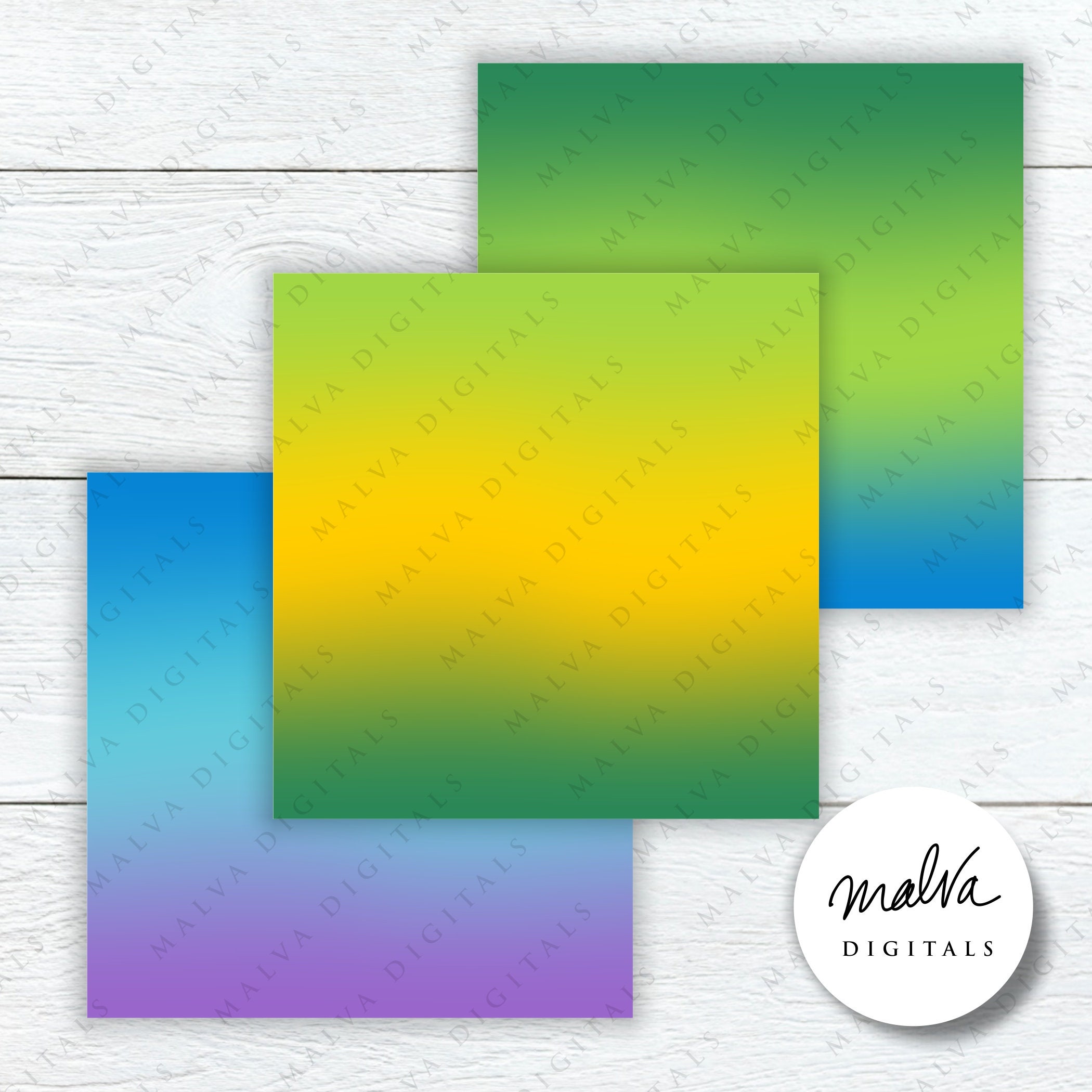 Rainbow Ombre Digital Paper Pack, Digital Background, Rainbow Gradient ...