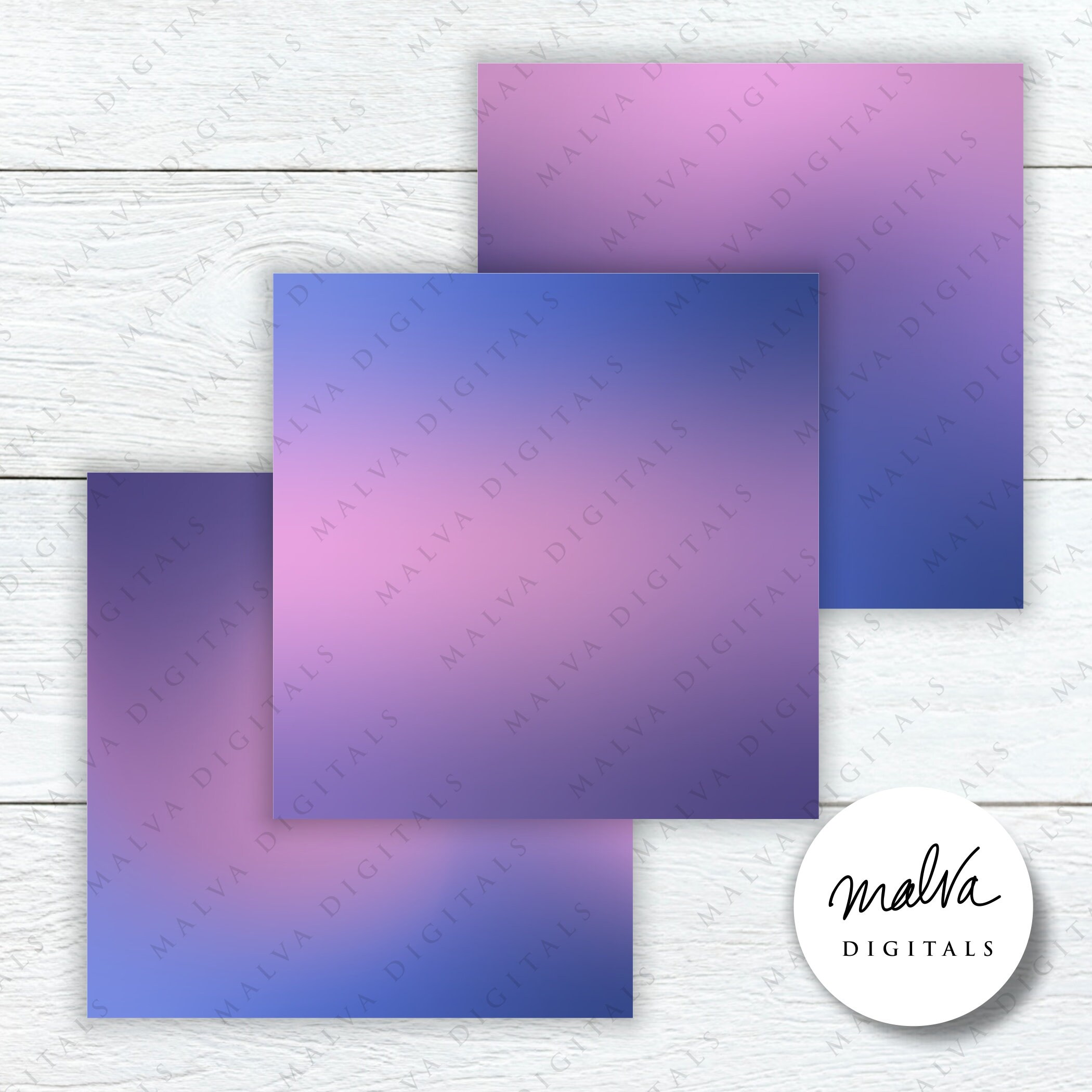 Mermaid Colors Gradients Digital Paper Pack, Purple and Blue Digital ...