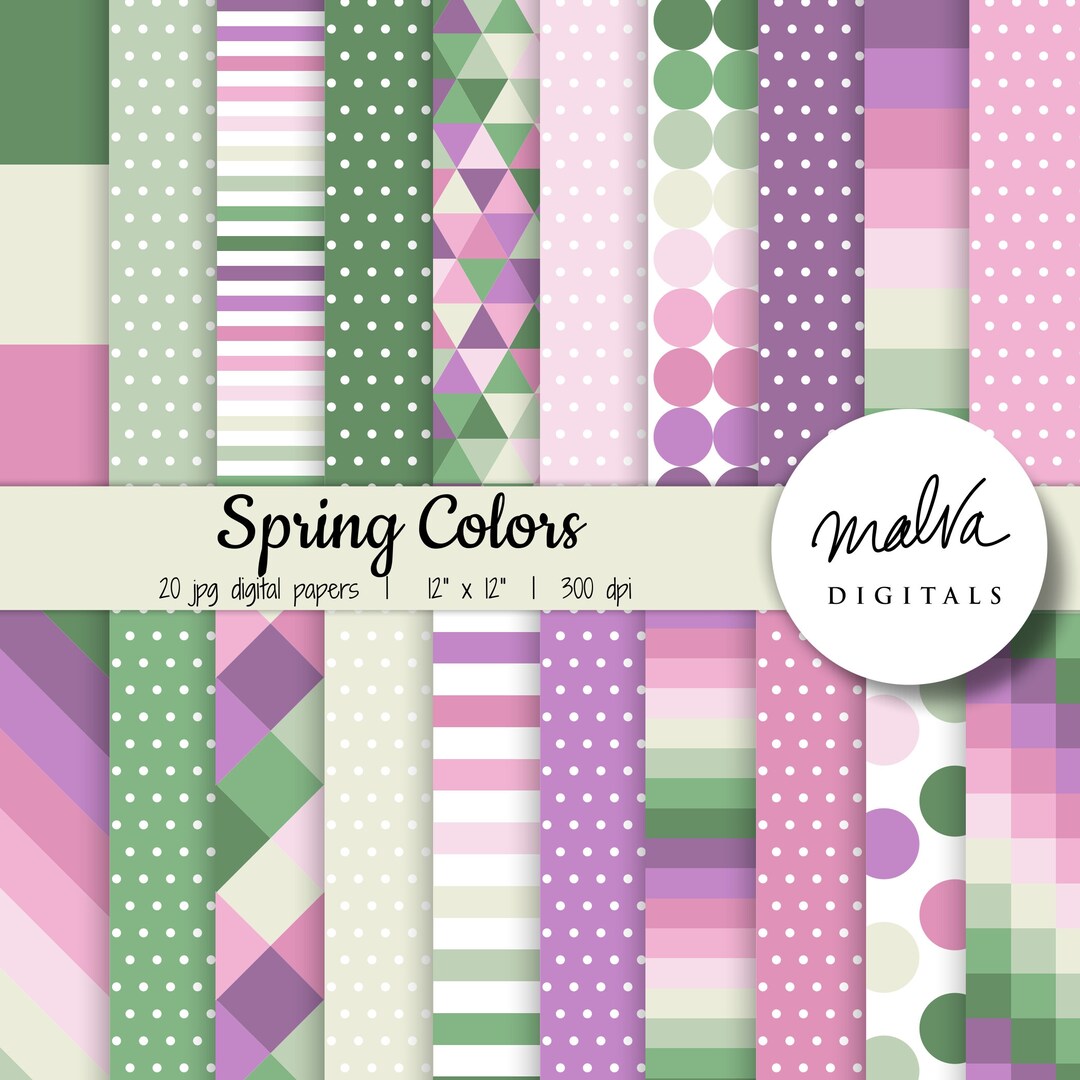 Spring Colors Digital Paper Pack Easter Digital Scrapbook - Etsy