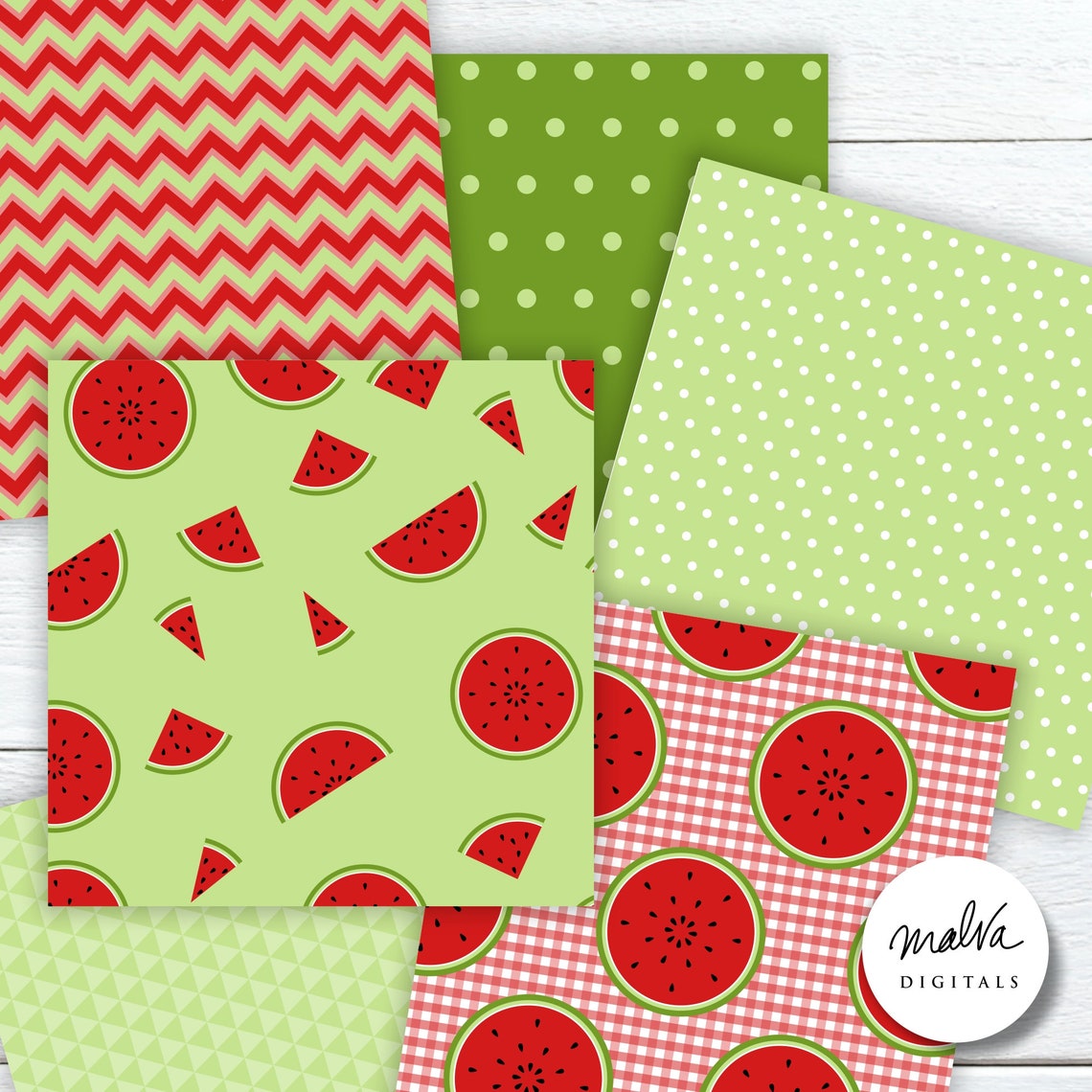 Watermelon Digital Paper Printable Paper Scrapbook - Etsy