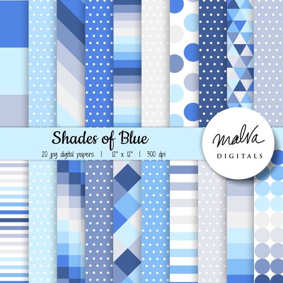 Shades of BLUE Digital Paper Pack Scrapbook Paper - Etsy