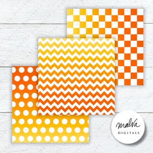 Orange Digital Paper Pack, Orange and Yellow Gradient Patterns Digital ...