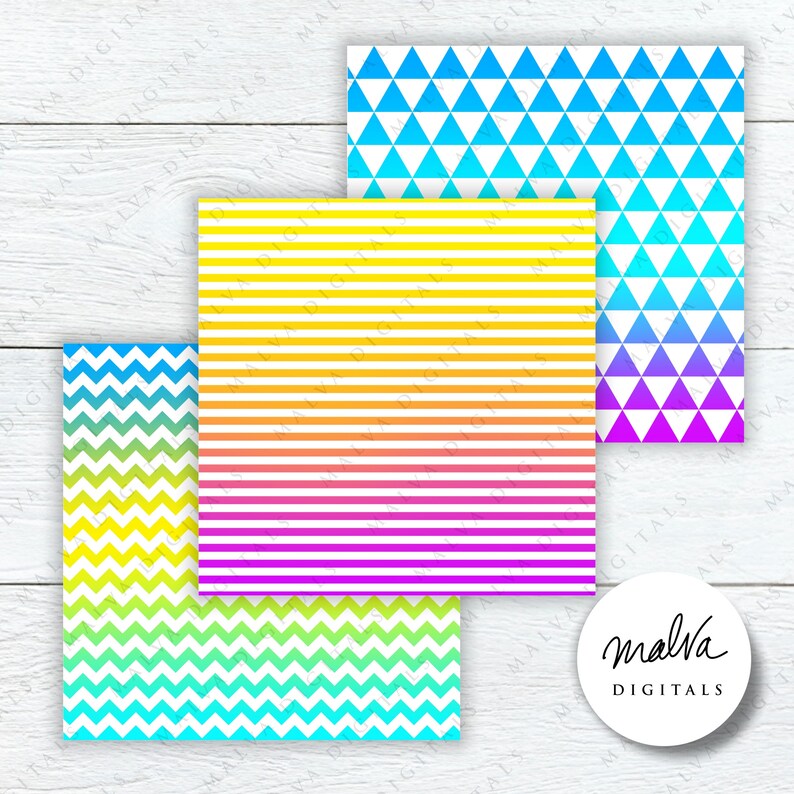 Neon Colors Gradient Patterns Digital Paper Pack Bright - Etsy