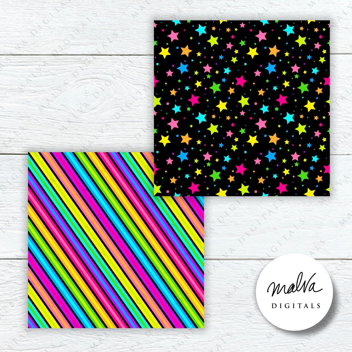 Neon Christmas Digital Paper Pack Bright Colors Black - Etsy