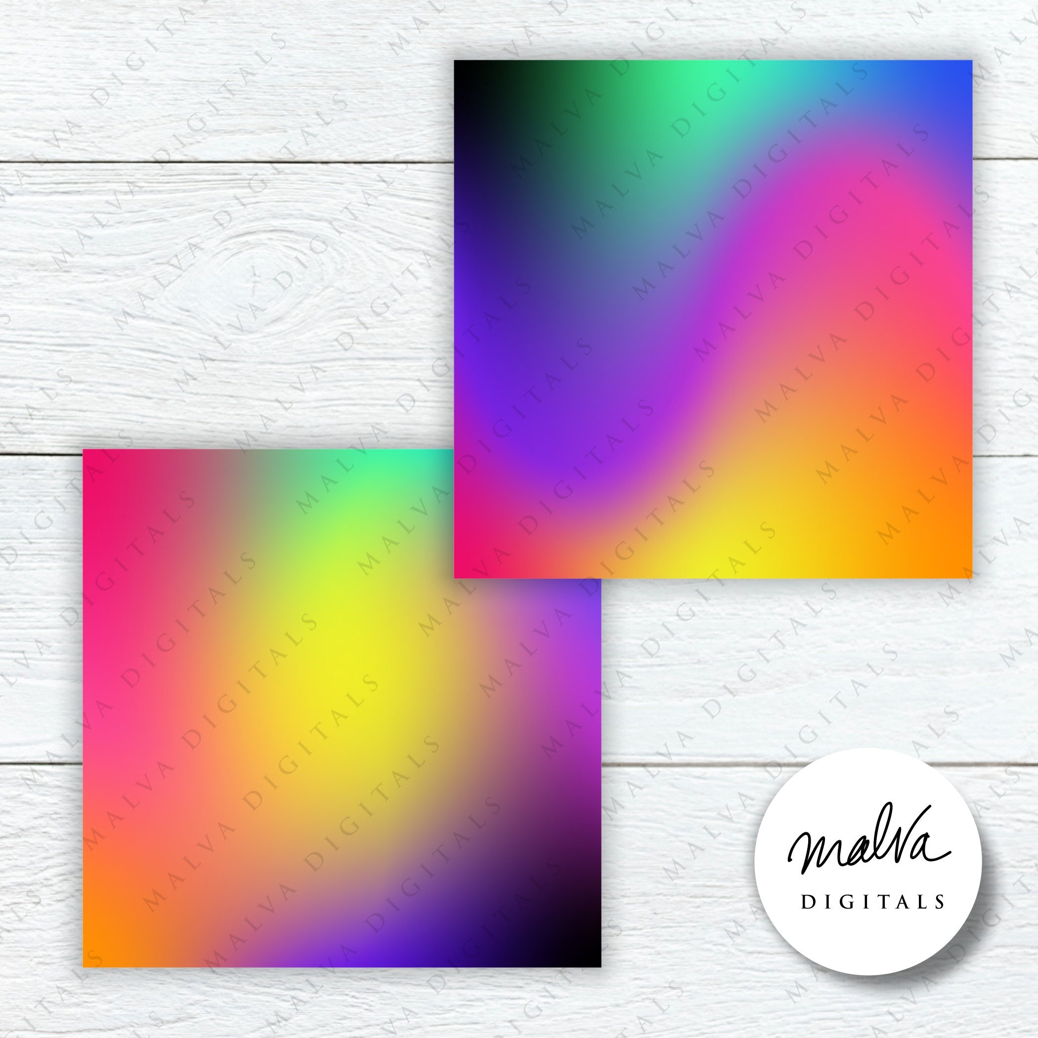 Neon Rainbow Gradient Digital Paper Pack, Neon Digital Background, Neon ...