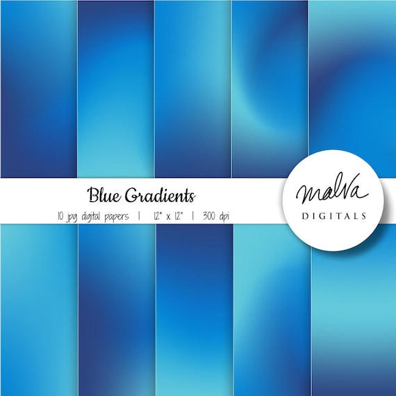 Blue Gradient Digital Paper Pack Digital Background - Etsy