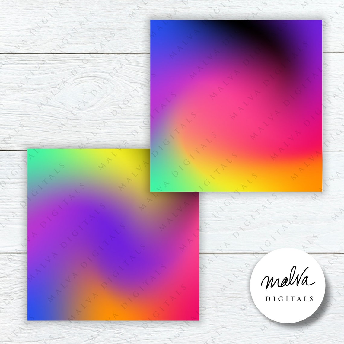 Neon Rainbow Gradient Digital Paper Pack, Neon Digital Background, Neon ...