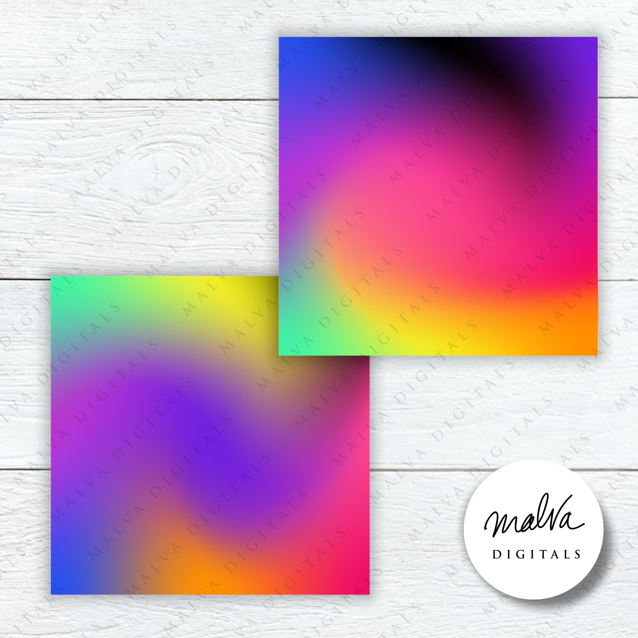 Neon Rainbow Gradient Digital Paper Pack Neon Digital - Etsy