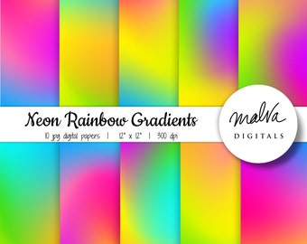 Neon Digital Paper Neon Background Digital Papers Commercial - Etsy