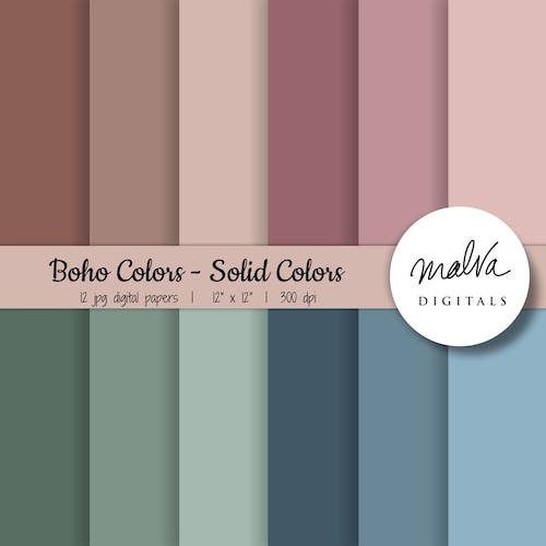 Boho Solid Colors Digital Paper Pack Neutral Boho Colors - Etsy