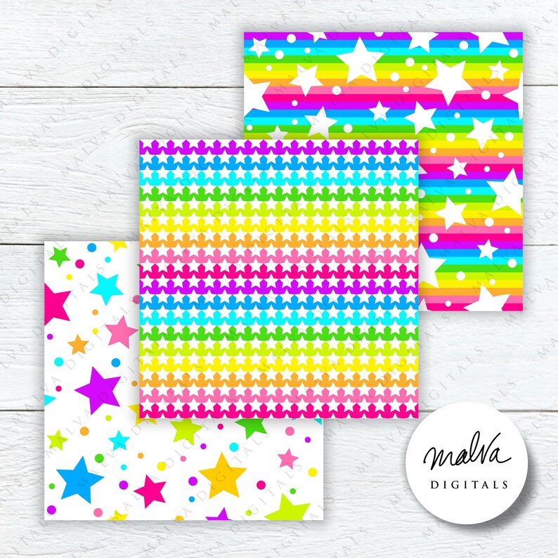 Neon Digital Paper Pack Bright Colors Digital Scrapbook - Etsy
