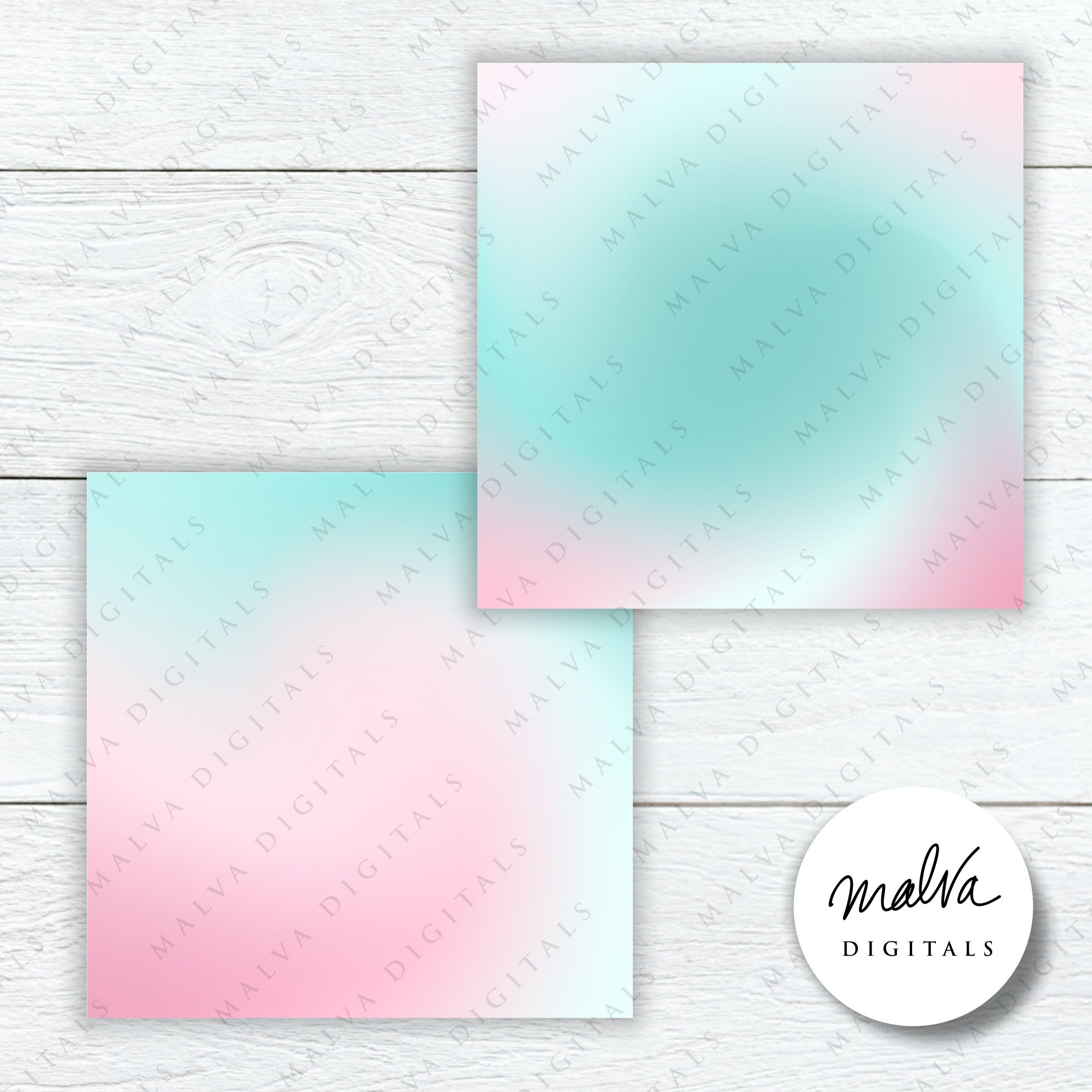 Pastel Pink and Mint Gradient Digital Paper Pack, Pastel Ombre Digital ...