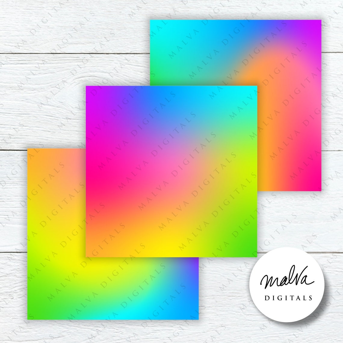 Neon Rainbow Gradient Digital Paper Pack Neon Digital - Etsy